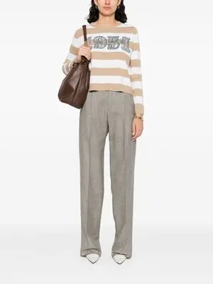 Max Mara Striped Wool Crew Neck Long Sleeve Sweater - Multicolor