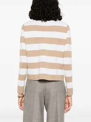 Max Mara Striped Wool Crew Neck Long Sleeve Sweater - Multicolor