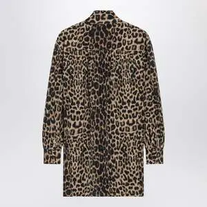 Saint Laurent Leopard Print Silk Mini Dress