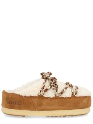 Moon Boot Shearling Mules With Tie Fastening - Multicolor