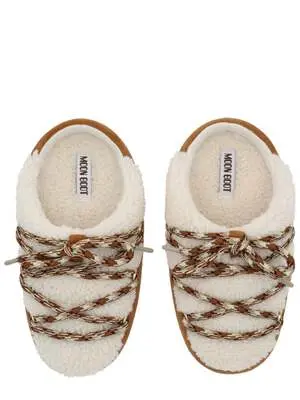 Moon Boot Shearling Mules With Tie Fastening - Multicolor