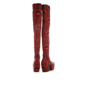 Prada Jacquard Embroidered Thigh High Boots