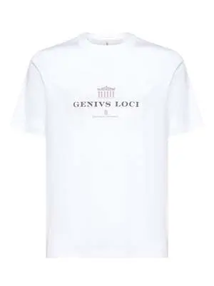 Brunello Cucinelli White Jersey Printed Crewneck T-shirt - Multicolor