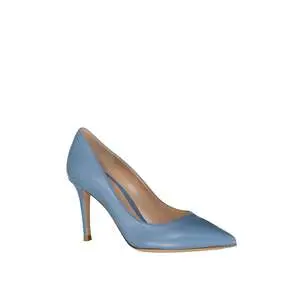 GIANVITO ROSSI Leather Pointed Toe Pumps - Blue