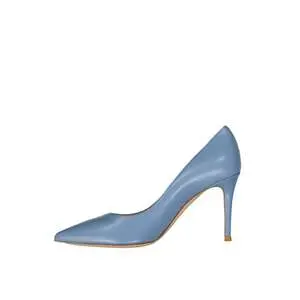 GIANVITO ROSSI Leather Pointed Toe Pumps - Blue