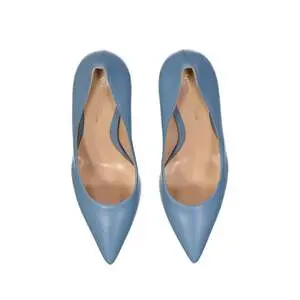 GIANVITO ROSSI Leather Pointed Toe Pumps - Blue