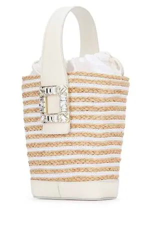 ROGER VIVIER Mini Viv' Skate Bucket Bag In Raffia