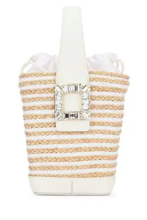 ROGER VIVIER Mini Viv' Skate Bucket Bag In Raffia - Multicolor