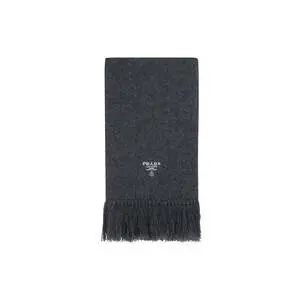 Prada Cashmere Logo Scarf - Gray