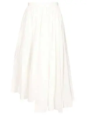 SELF-PORTRAIT Cotton Poplin Midi Skirt - White