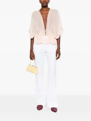 Max Mara Cotton Tailored Wide Leg Trousers - Multicolor