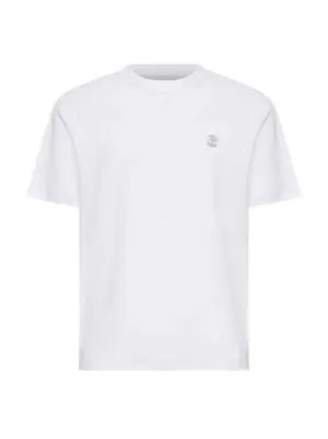 Brunello Cucinelli White Solomeo Crest Crewneck T-shirt - Multicolor