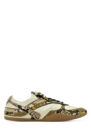 Miu Miu Snakeskin And Fabric Sneakers - Multicolor