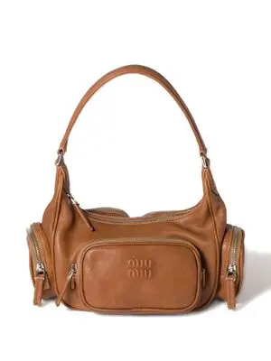 Miu Miu Leather Shoulder Bag With Embossed Logo - Multicolor