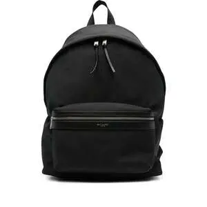 Saint Laurent Leather Trimmed Backpack - Black