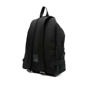 Saint Laurent Leather Trimmed Backpack - Black