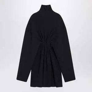 Balenciaga Ribbed Wool Cotton Blend Mini Dress - Blue
