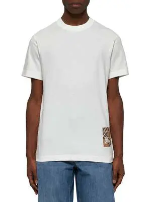 Burberry Cotton T-shirt With Check Appliqu