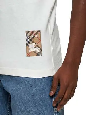 Burberry Cotton T-shirt With Check Appliqu