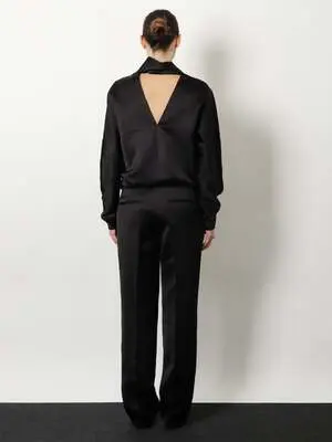 TOTEME Viscose And Linen Trousers - Black