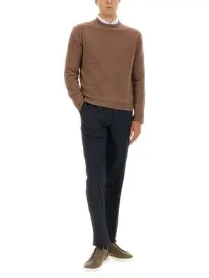 Zegna Wool And Cashmere Crew Neck Sweater - Brown