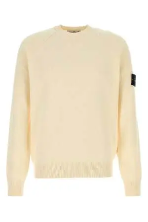 Stone Island Cream Cotton Sweater - Yellow