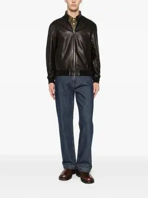 Tagliatore Leather Bomber Jacket - Multicolor