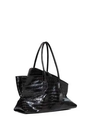 Attico Coffee La Passeggiata Medium Top Handle Bag