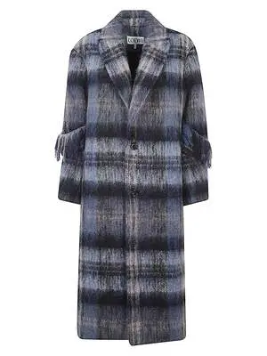 Loewe Checked Wool And Mohair Blend Single-breasted Coat - Multicolor