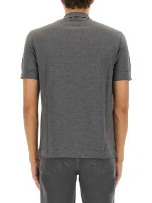 Zegna Cotton Blend Polo Shirt - Gray