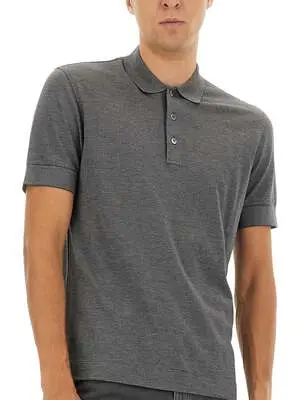 Zegna Cotton Blend Polo Shirt - Gray