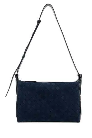 Bottega Veneta Navy Suede Tribeca Handle Crossbody Bag - Blue