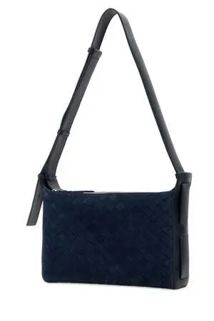 Bottega Veneta Navy Suede Tribeca Handle Crossbody Bag - Blue