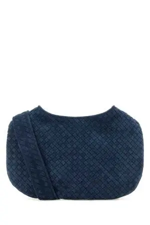 Bottega Veneta Navy Suede Crossbody Bag - Blue