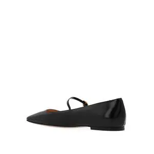 GIANVITO ROSSI Leather Ballerina Flats With Buckle Detail - Black