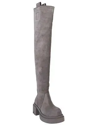 Rick Owens Suede Leather Knee High Boots - Multicolor