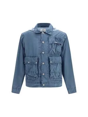 C.P. COMPANY 50 Fili Indigo Bleached Goggle Jacket - Blue