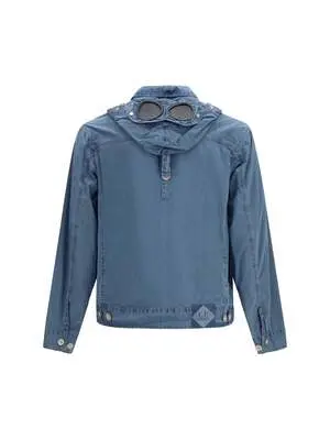 C.P. COMPANY 50 Fili Indigo Bleached Goggle Jacket - Blue