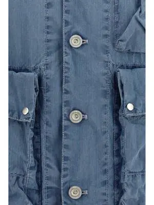 C.P. COMPANY 50 Fili Indigo Bleached Goggle Jacket - Blue