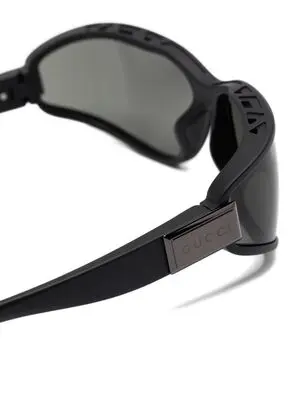 Gucci Black Shield Frame Sunglasses With Grey Lenses