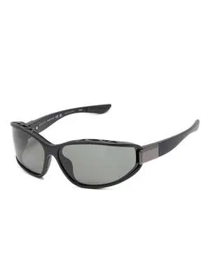 Gucci Black Shield Frame Sunglasses With Grey Lenses