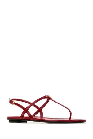 Prada Leather Thong Sandals - Red