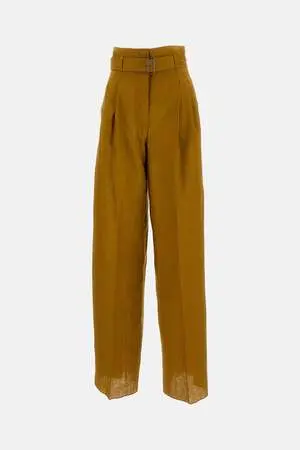 Max Mara High-waisted Wide-leg Linen Trousers - Multicolor