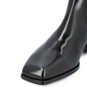 Prada Brushed Calf Leather Square Toe Zip-up Boots