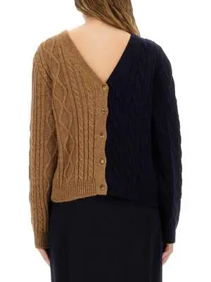 Moschino Two-tone Alpaca Blend Cardigan