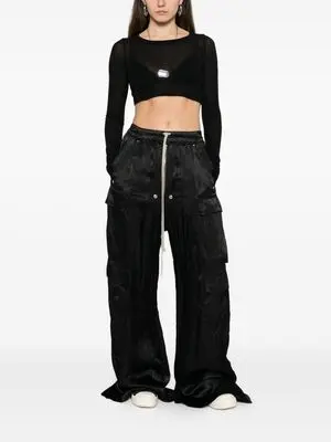 Rick Owens Rib Knit Cropped Long Sleeve Top