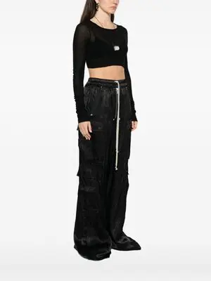 Rick Owens Rib Knit Cropped Long Sleeve Top