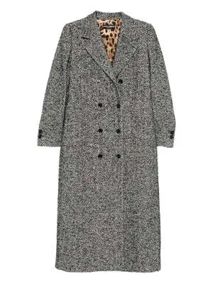 Dolce & Gabbana Wool Herringbone Double-breasted Coat - Multicolor