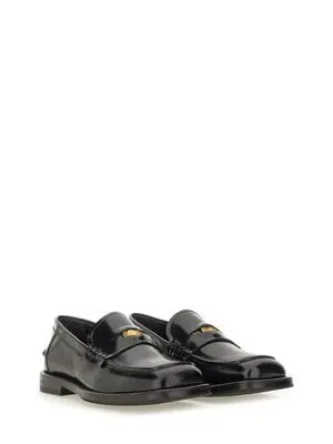 Moschino Leather Loafers With Gold Tone Detail