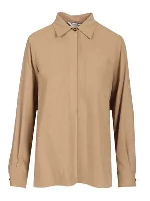 Max Mara Siamese Shirt In Washed Silk - Brown